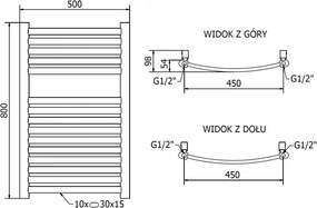 Mexen Helios, elektrické topné těleso 800 x 500 mm, 300 W, zlatá lesklá, W103-0800-500-2300-50