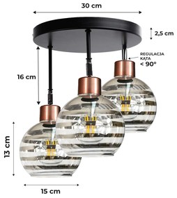 BERGE LED kulaté stropní svítidlo 3xE27 GLASS BALL