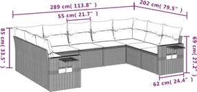 9dílná zahradní sedací souprava s poduškami šedá polyratan 3252937