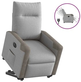Elektrické zvedací polohovací křeslo obláčkově šedé textil 3324099