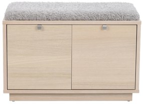 ROWICO Světle hnědá dřevěná lavice CONFETTI  se šedým sedákem 70 cm 103760