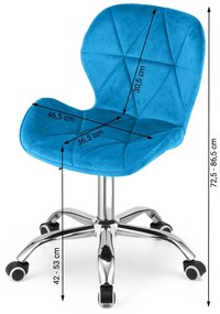 Set do pracovny ZARIMO stůl 80x40 cm bílý + křeslo AVOLA VELVET modré