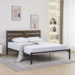 Manželská postel s roštem, dub rustikal/kov, 160x200, ANEYA Kondela 0000399610