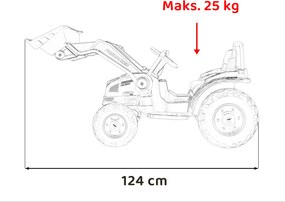 Ramiz Dětský bagr-traktor na baterie zelený + pohyblivé rameno s lžící + dálkové ovládání + pomalý start + FM rádio + LED
