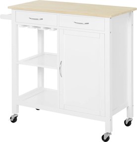 HOMCOM Kuchyňský Vozík Multipurpose Služební Vozík S Regály A Kolečky Do Koupelny A Ložnice Se Šuplíkem A Skříňkou 89x40x84cm | Aosom