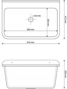 Sink Quality Universe, univerzální plastová výlevka 61x41x30 cm + sifon, 1-komorová, bílá, SKQ-KGLK60-WH