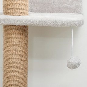 PawHut Kočičí škrabadlo, 5úrovňový design, hračky, sisalové sloupky, plyšová látka, světle šedé