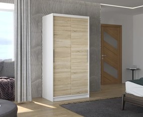 Šatní skříň s posuvnými dveřmi Collin - 100 cm Barva: Bílá/Dub