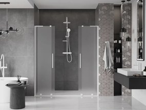 Mexen Velar L Duo, posuvné sprchové dveře do otvoru 170 cm, 8mm sklo námraza, bílá matná, 871-170-003-32-20