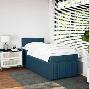 Box spring postel s matrací modrá 90 x 190 cm samet 3287630