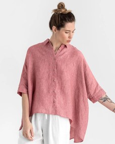Magic Linen Lehká lněná košile HANA v Cranberry barvě Velikost: XS/M