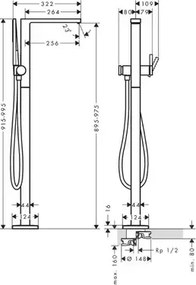 Hansgrohe Tecturis E - Vanová baterie do podlahy kartáčovaný bronz
