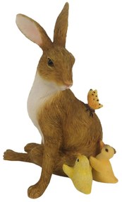 Velikonoční dekorace králíka s kuřátky - 10*7*13 cm
