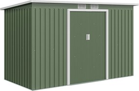 Outsunny Kovová Kůlna na Nářadí 6,3m³ 280x130x172cm Skladovací Kůlna s Pultovou Střechou a Posuvnými Dveřmi, Odolná proti Počasí - Antracitová, Světle
