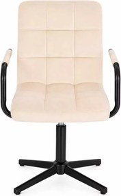 LuxuryForm DESIGN Otočná židle VERONA BLACK VELUR na černém kříži - krémová