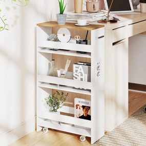 Costway 20 cm široký vozík do výklenku na kolečkách 4 patra úzký kuchyňský vozík