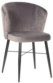 LABEL51 Sametová jídelní židle WAVE šedá Color: Grey UK-30.168