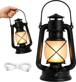 Verk Group Retro led lampion pro turisty a kempování, dekorativní, s usb nabíjením a efektem plamenů