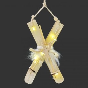 Závěsné lyže s LED – přírodní 21 cm