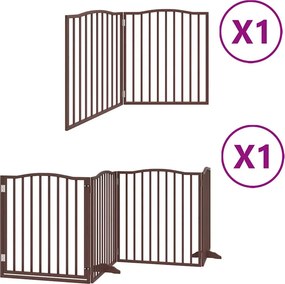 Zábrana pro psy s dvířky skládací 6 panelů hnědá 480 cm topol 3155637