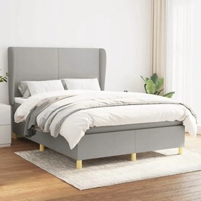 Box Spring Postel S Matrací Textil Světle Šedá Hladký design 140 x 190 cm