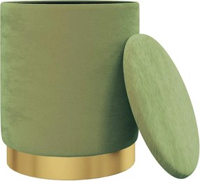 Kulatá stolička s úložným prostorem mechově zelená samet 31 x 37 cm 340292