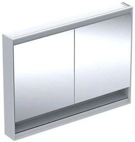 Geberit ONE - Zrcadlová skříňka s LED osvětlením, 120x90x15 cm, 2 dvířka, s nikou, hliník 505.835.00.1