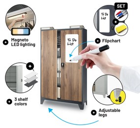 Kancelářská kovová skříň na dokumenty JAN II, Eco Design: antracit/ořech