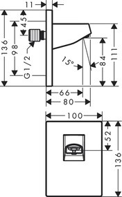 Hansgrohe Pulsify, nástěnné připojení pro hlavovou sprchu 105, matná černá, HAN-24139670