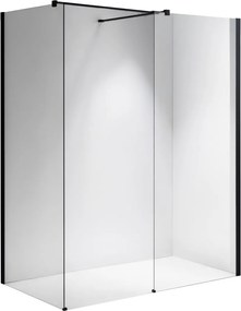 BPS-koupelny 2-dílná sprchová zástěna Walk-in HYD-SH07-D-BL 90x80, černá mat/transparent - bez vaničky