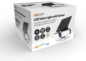 Solight LED solární osvětlení se senzorem, 8W, 600lm, Li-on, černá