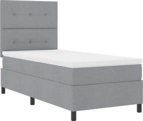 Postel s boxspringem s čelo Světle šedá 90 x 200 cm textil 3339357