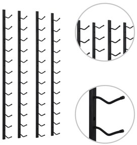 vidaXL Marketos Nástěnný stojan na víno na 12 lahví 2 ks černý železný