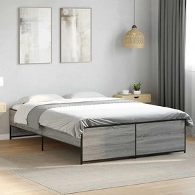 Rám postele šedý sonoma 140 x 190 cm kompozitní dřevo a kov 3279900
