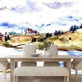 Tapeta akvarelová vesnička - 150x100 cm