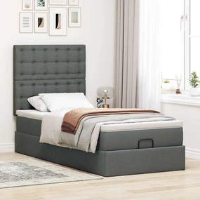 Osmanský rám postele s matrací tmavě šedá 100x200cm textil 3314149