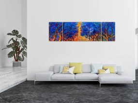 Obraz - Podzimní koruny stromů, moderní impresionismus (170x50 cm)