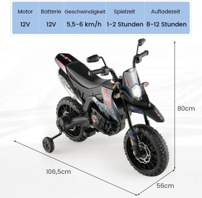 Costway Elektrická dětská motorka Aprilia s tréninkovými koly a hudbou