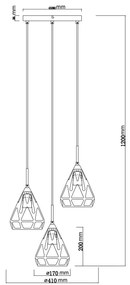 Globo 15889-3H - Lustr na lanku HASSAN 3xE27/40W/230V