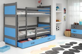 Dětská patrová postel Rico 200x90 - Grafit/Modrá - Skladem