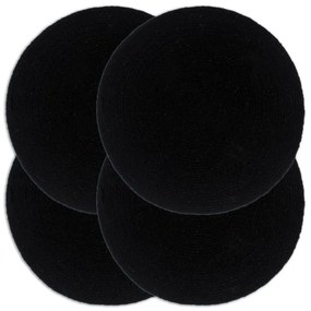Prostírání 4 ks černé 38 cm kulaté bavlna 133844