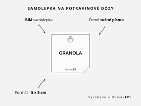 GRANOLA - omyvatelná samolepka na dózu, výběr rozměrů Ø 5 cm / 5 x 5 cm / 6 x 8 cm | DomaLEP tvar: OBDÉLNÍK, barva: BÍLÁ - ČERNÉ písmo, velikost: š. 6 cm x v. 8 cm - tučné písmo