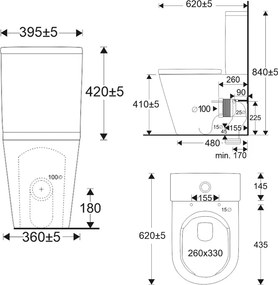 Mereo Mereo, WC kombi vario odpad, kapotované, Smart Flush RIMLESS, 605x380x825mm, keramické, VSD91T2