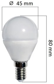 Stmívatelná LED žárovka  E14 6W 480lm G45, studená, ekvivalent 32W DOPRODEJ