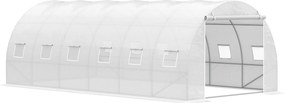 Zeleninový skleník Outsunny 6x3x2 m s rolovacím dveřmi, 12 síťovými okny, PE 140 g/m² a pozinkovanou ocelí pro pěstování rostlin a zeleniny | Aosom