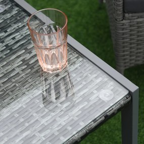 Zahradní stolek Outsunny® s tvrzeným sklem, polyratanem a hliníkem, odolný proti povětrnostním vlivům a moderní pro zahradu, balkon, terasu | Aosom.de