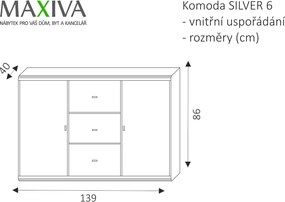 MAXIVA Komoda - SILVER 6, dub sonoma