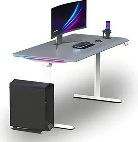 ULTRADESK Quest bílá šedá / Herní stůl / 140 x 70 cm / 72-120 cm / ele