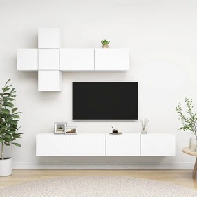 7dílný set TV skříněk bílý dřevotříska 3078709