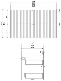 Cersanit Tirso, závěsná skříňka pod umyvadlo 794x447x572 mm, bílá matná, S1015-004